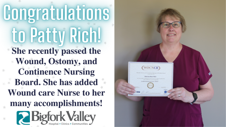 Patty Rich, RN, Obtains her Wound Care Certification | Bigfork Valley ...